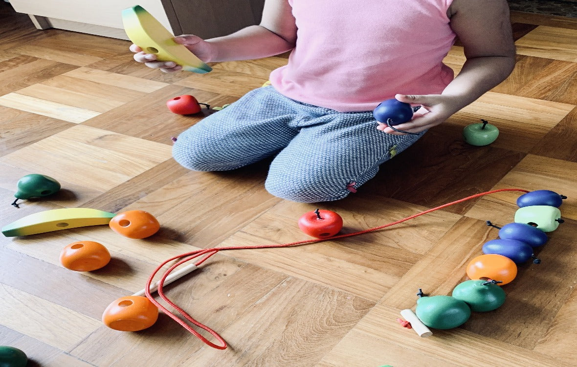 Wooden Fruit Threading set – LIL WONDER TRAILS